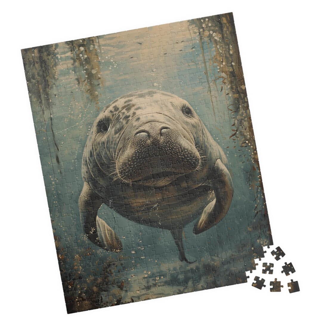 Manatee in a Kelp Forest Jigsaw Puzzle. Gift for Birthdays, Hospital ...
