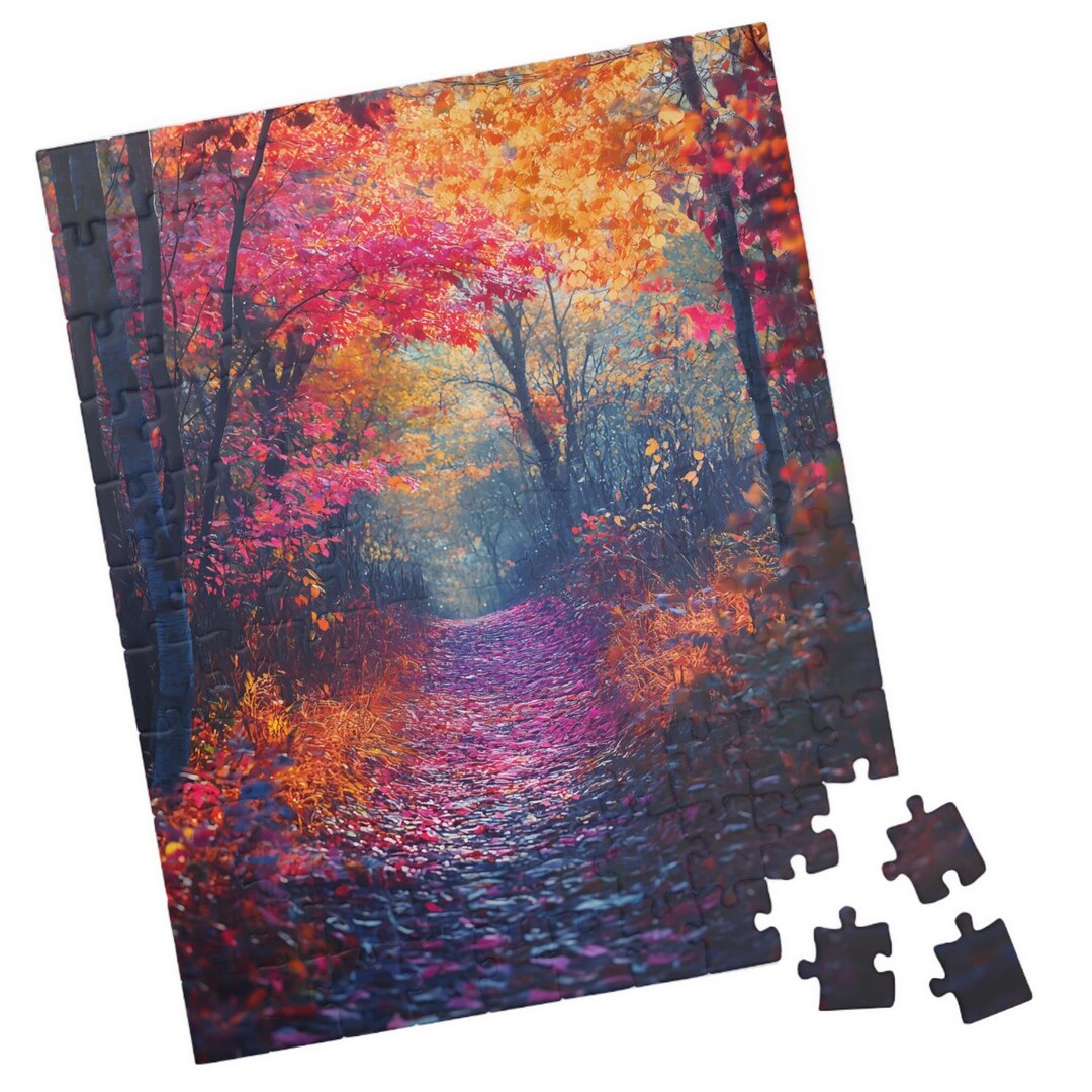 Colorful Autumn Forest Path Puzzle. Fall Landscape Jigsaw. Gift for ...