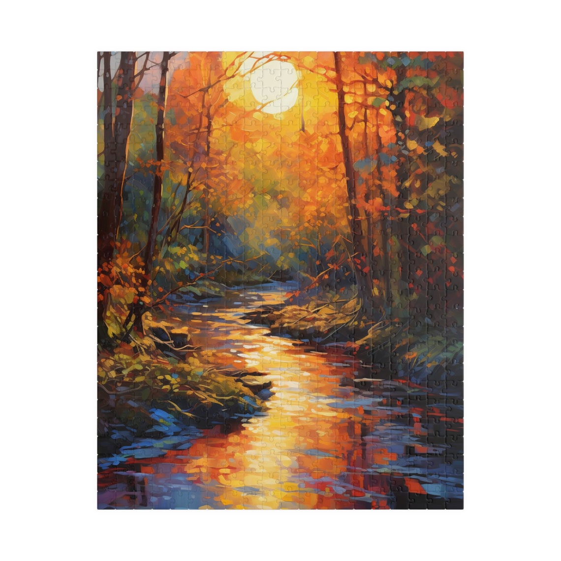 Autumn Sunset Stream Puzzle: Impressionist Forest Landscape - Etsy