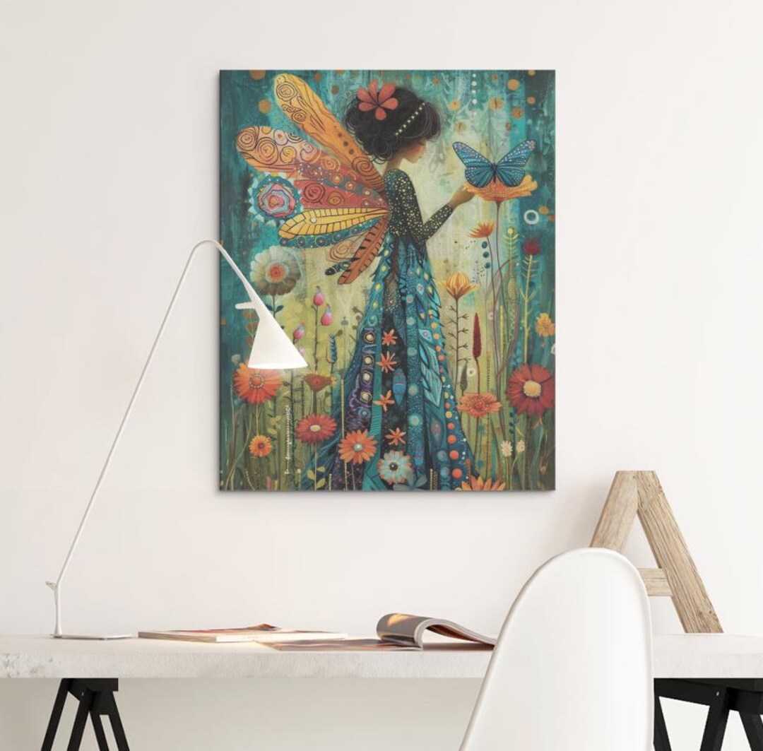 Folk Art/patchwork Fairy Art Print/poster. Boho Faerie Wall Art. Fae ...