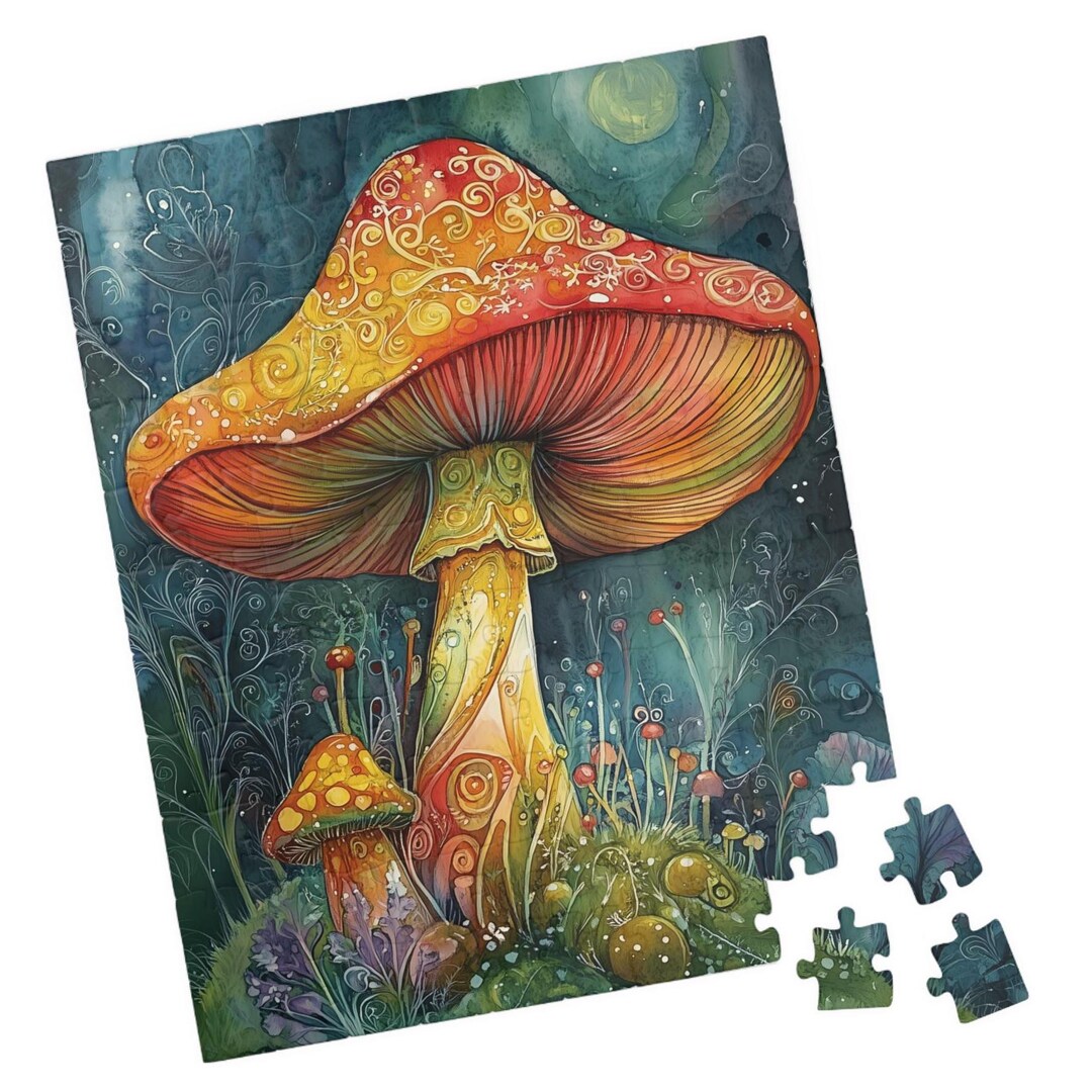 Mystical Mushroom Jigsaw Puzzle: Botanical Art Activity - Etsy
