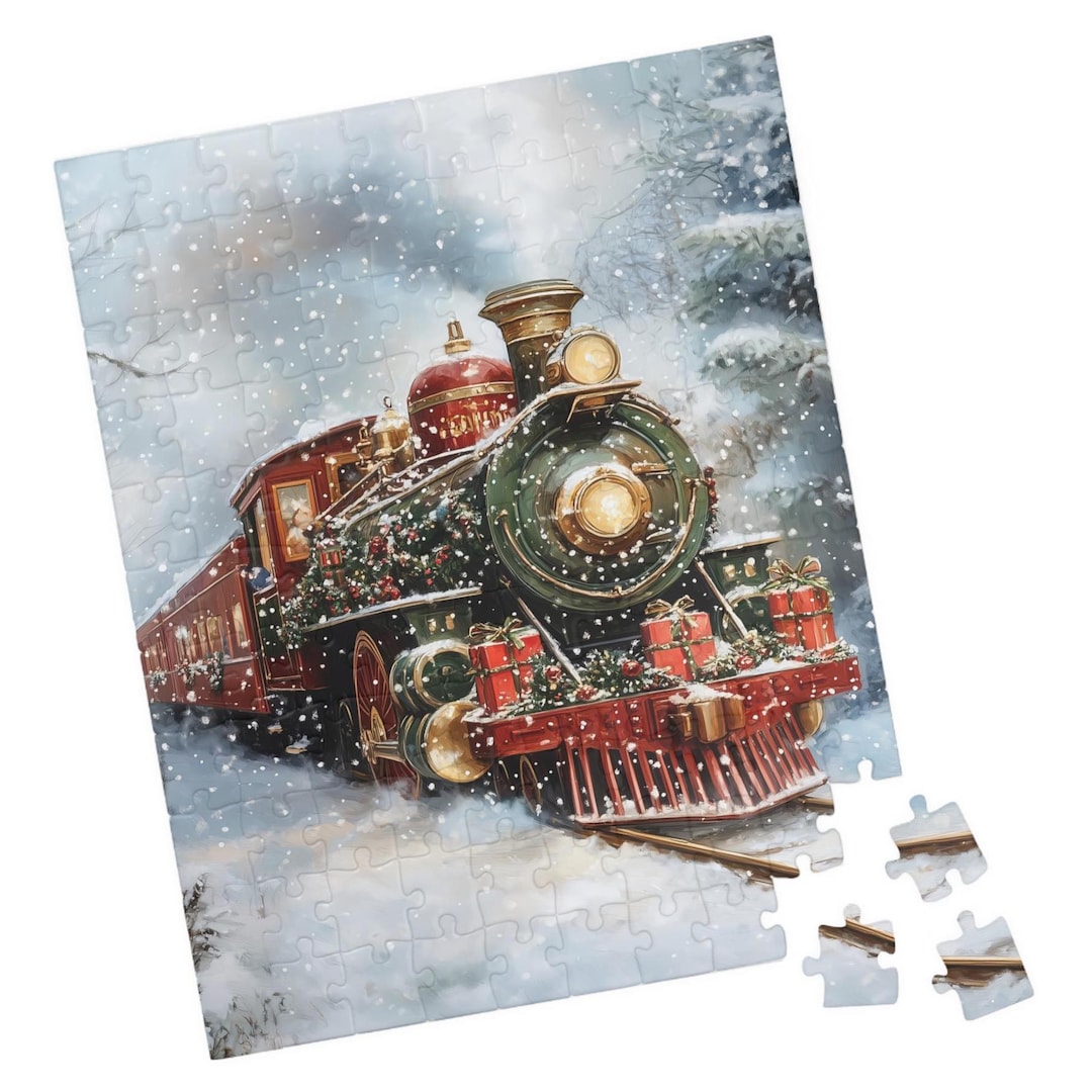 Snowy Christmas Train - Jigsaw Puzzle. Great Gift for Holidays ...