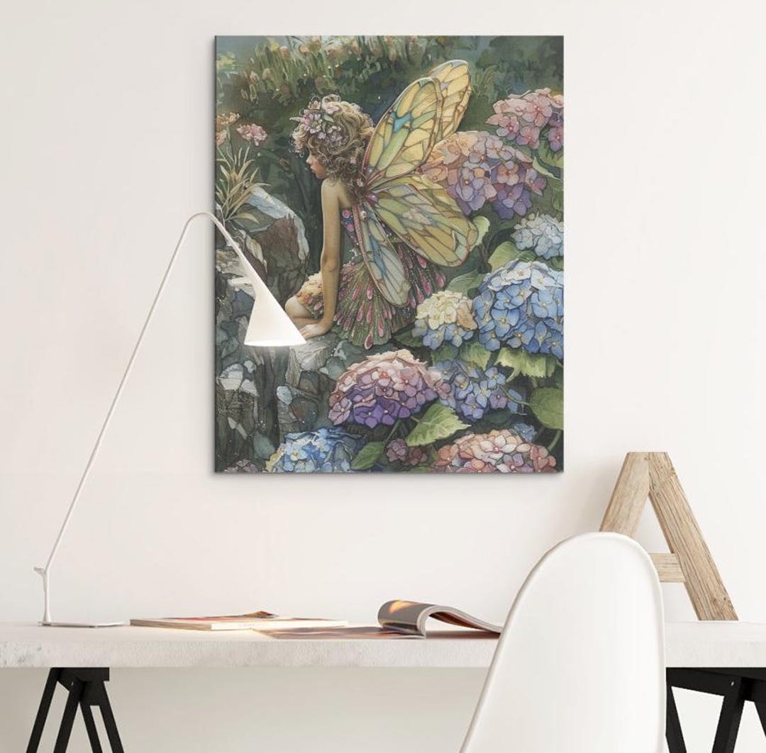 Hydrangea Fairy IV Art Print, Garden Faerie, Whimsical Watercolor ...