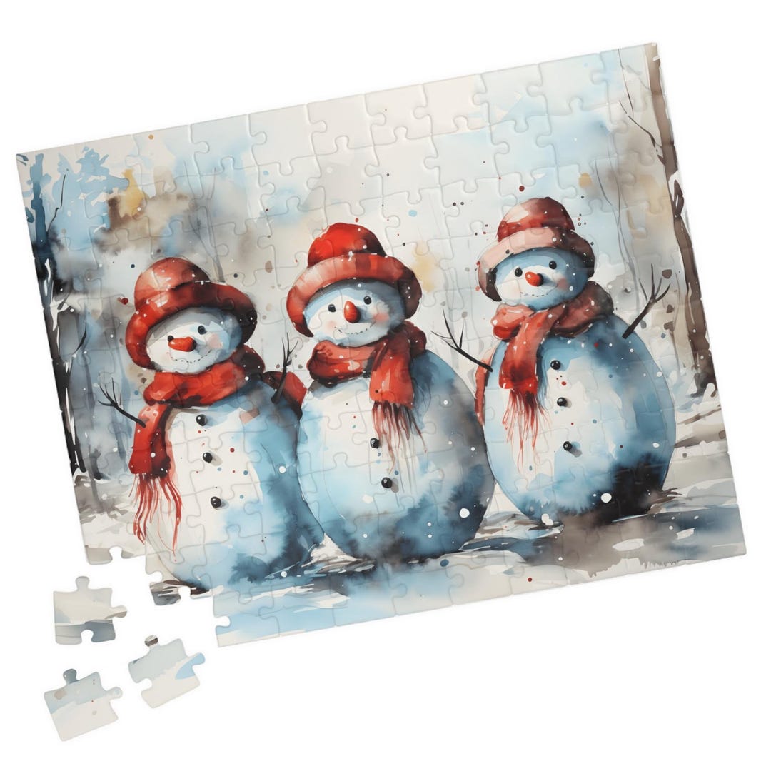 Three Watercolor Snowmen - Cute Classic Snowmen in the Woods. Relaxing ...