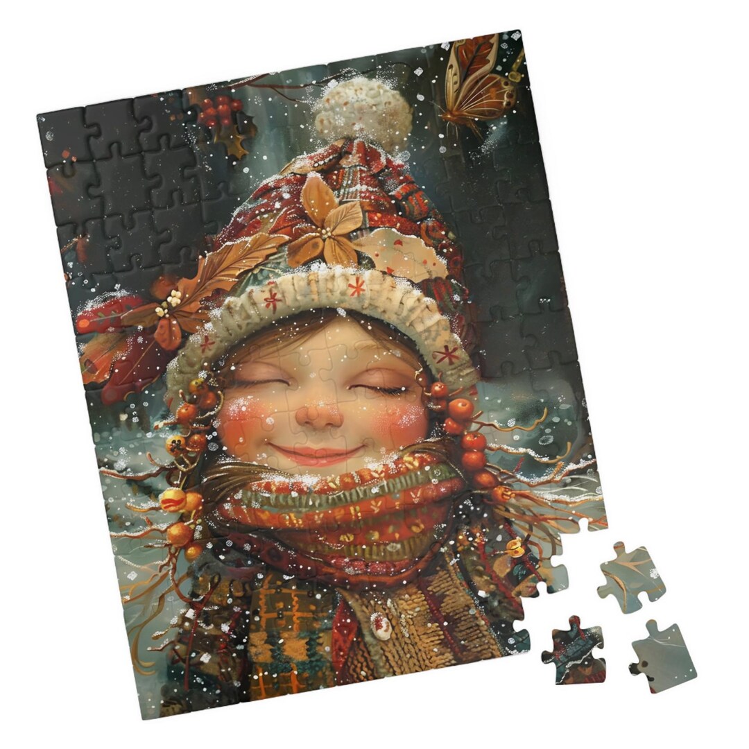 Little Girl in Festive Winter Clothes IV - Jigsaw Puzzle. Great Gift ...