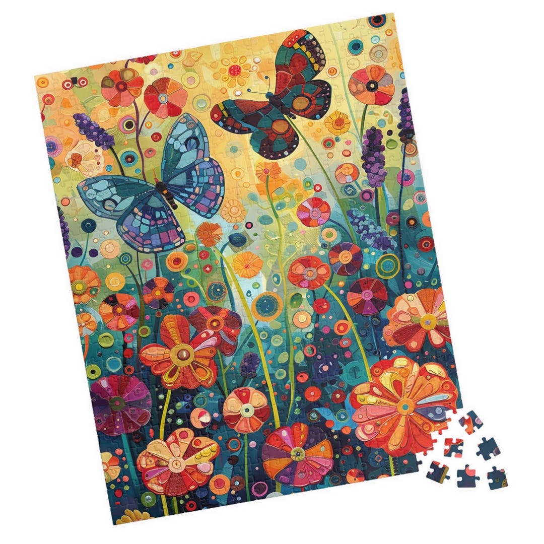 Butterfly Garden Jigsaw Puzzle: Colorful Wildflower Design - Etsy