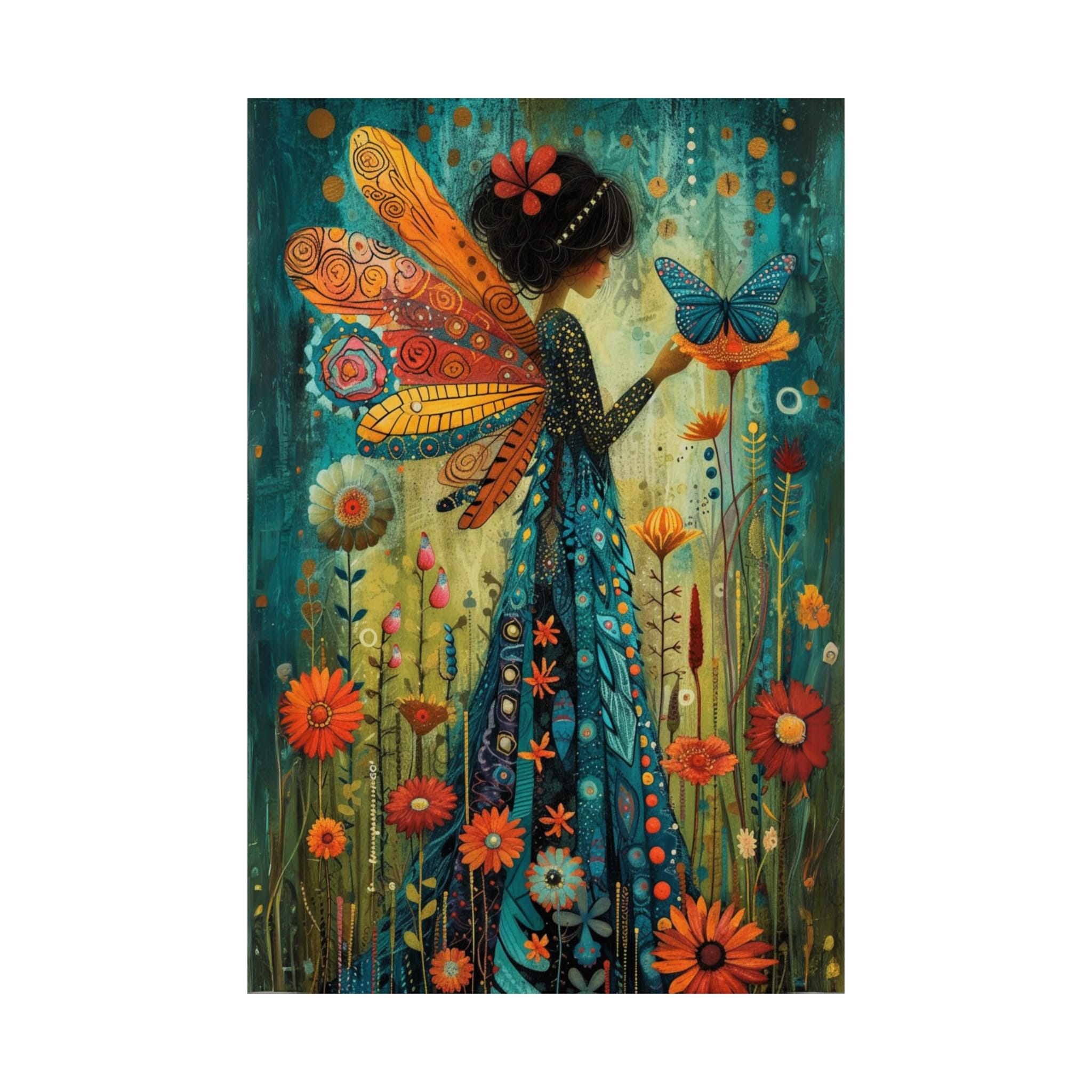 Folk Art/patchwork Fairy Art Print/poster. Boho Faerie Wall Art. Fae ...
