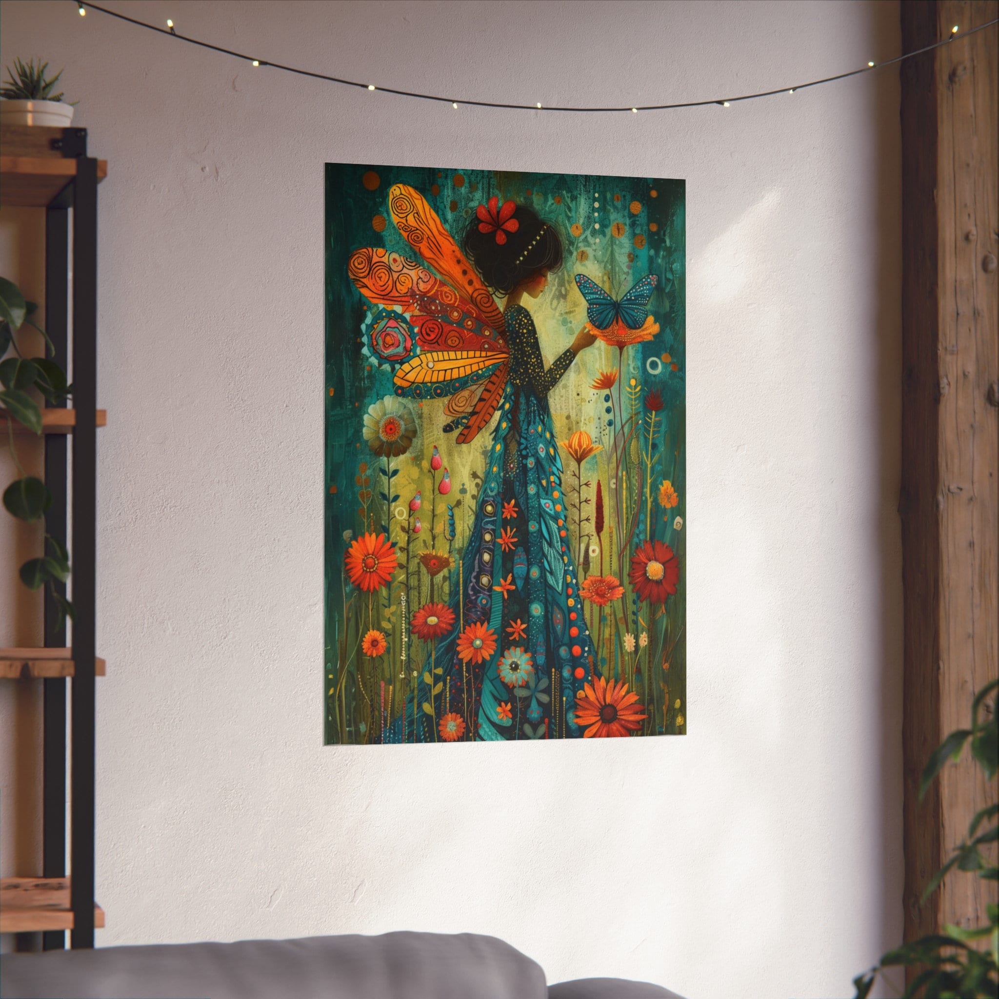 Folk Art/patchwork Fairy Art Print/poster. Boho Faerie Wall Art. Fae ...