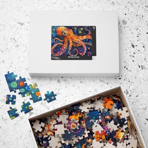 Whimsical Octopus Puzzle. Brightly Colored Fantasy Ocean Jigsaw. Unique ...