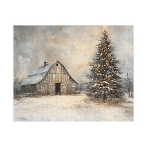 Rustic Country Barn With a Christmas Tree Jigsaw Puzzle. Tech-free ...