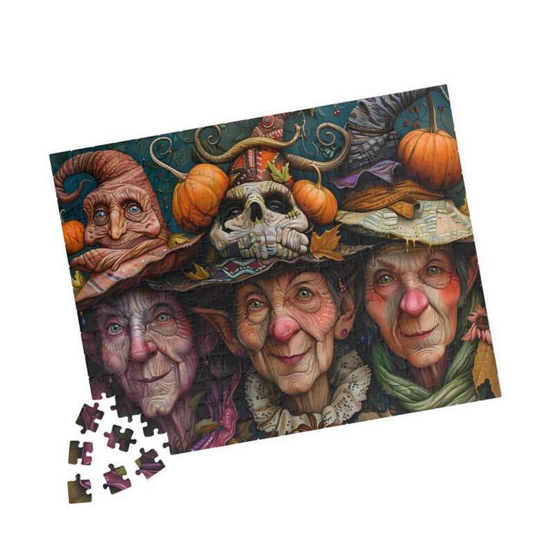 3 Whimsical Witch Sisters Puzzle. Halloween Jigsaw. Gift for Holidays ...