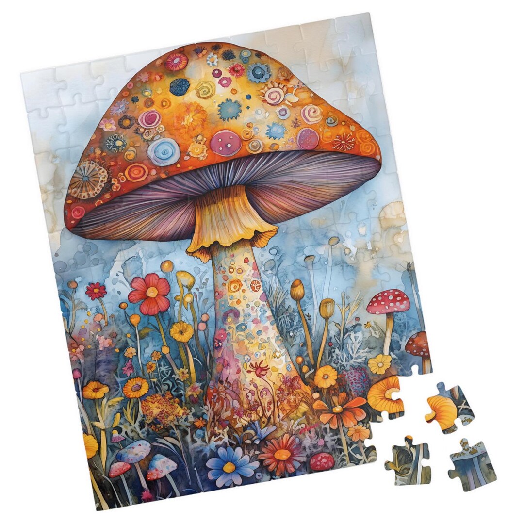 Spring Floral Mushroom Puzzle. Colorful Botanical Art Jigsaw. Gift for ...