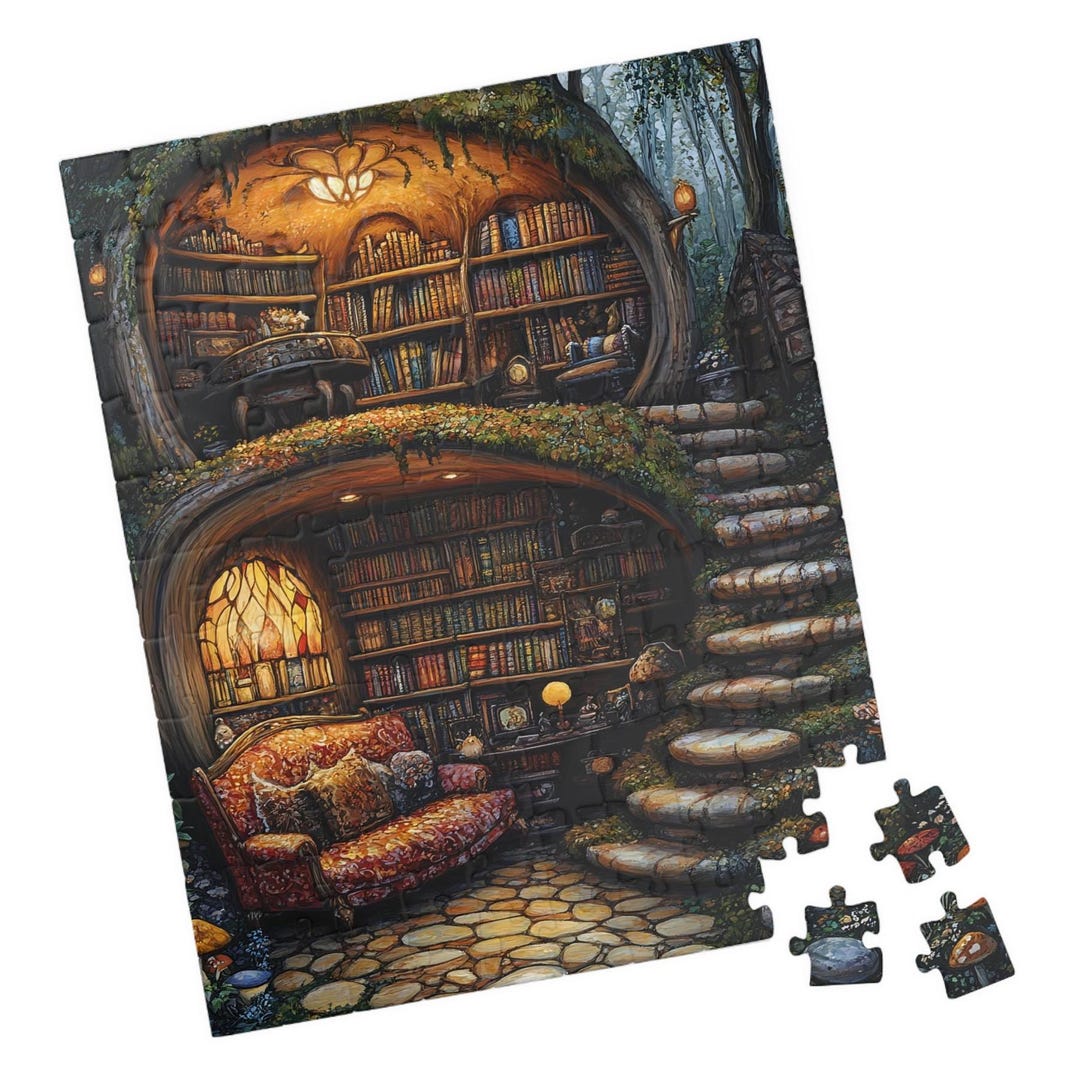 Inside a Fairy Library - Puzzle. Inside a Fairyland Book Shop - Jigsaw ...
