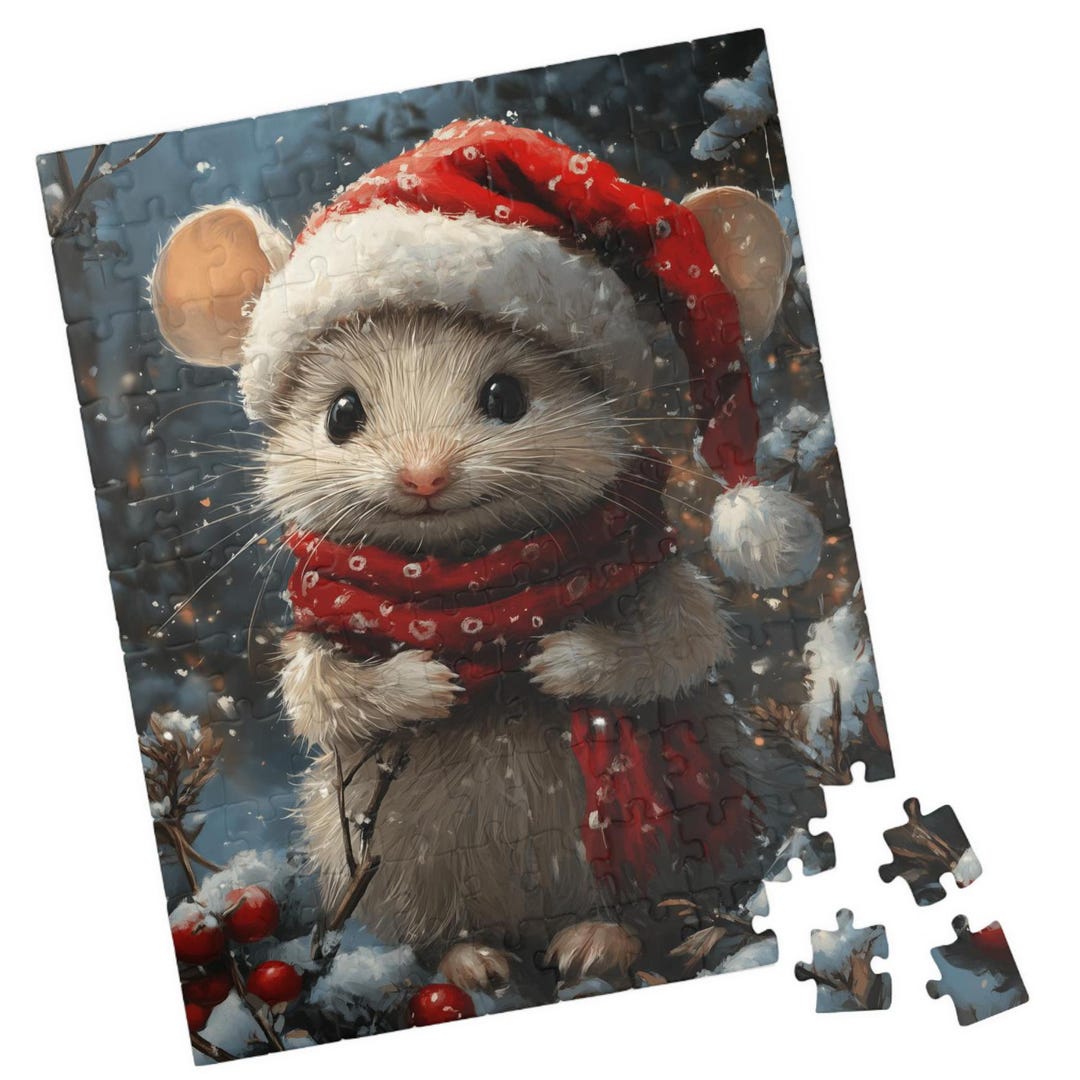 Christmas Mouse Jigsaw Puzzle. Gift for Holidays, Birthdays, Get Well, and Nursing Homes. Fun ...