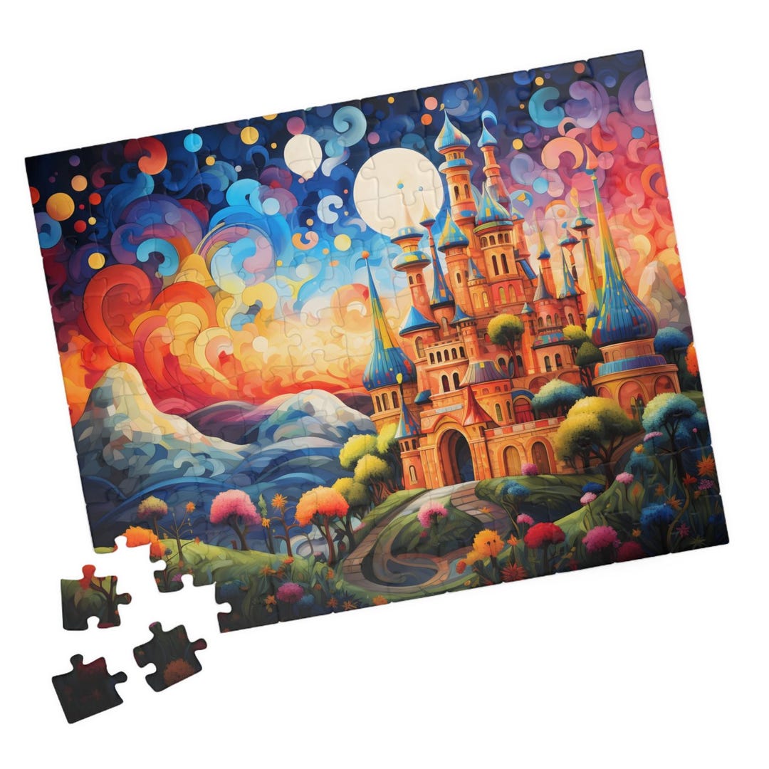 Whimsical Fairytale Castle Puzzle. Colorful Folk Art. Unique Gift for ...