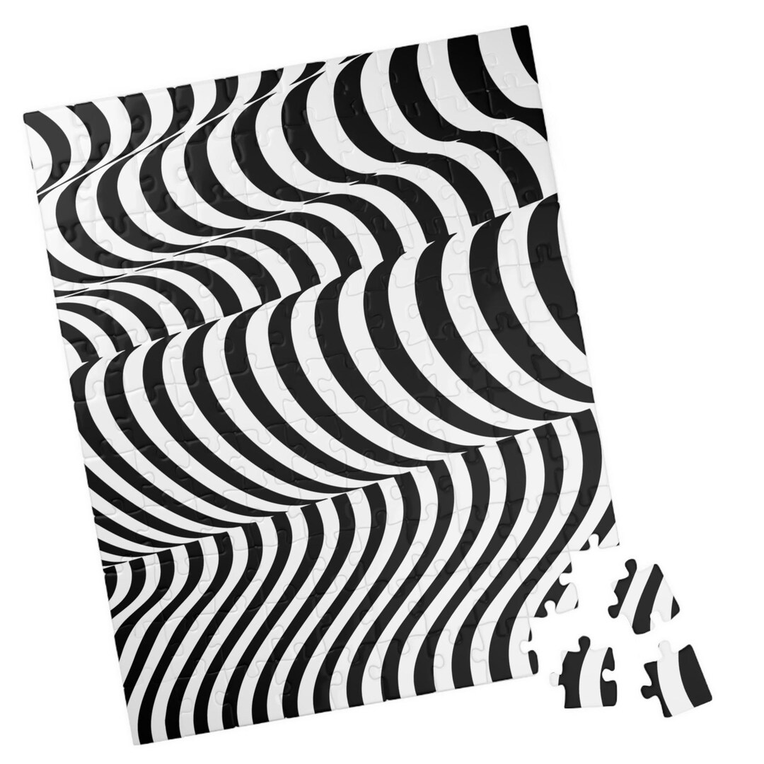 Black and White Ribbon Optical Illusion Jigsaw Puzzle. Gift for ...