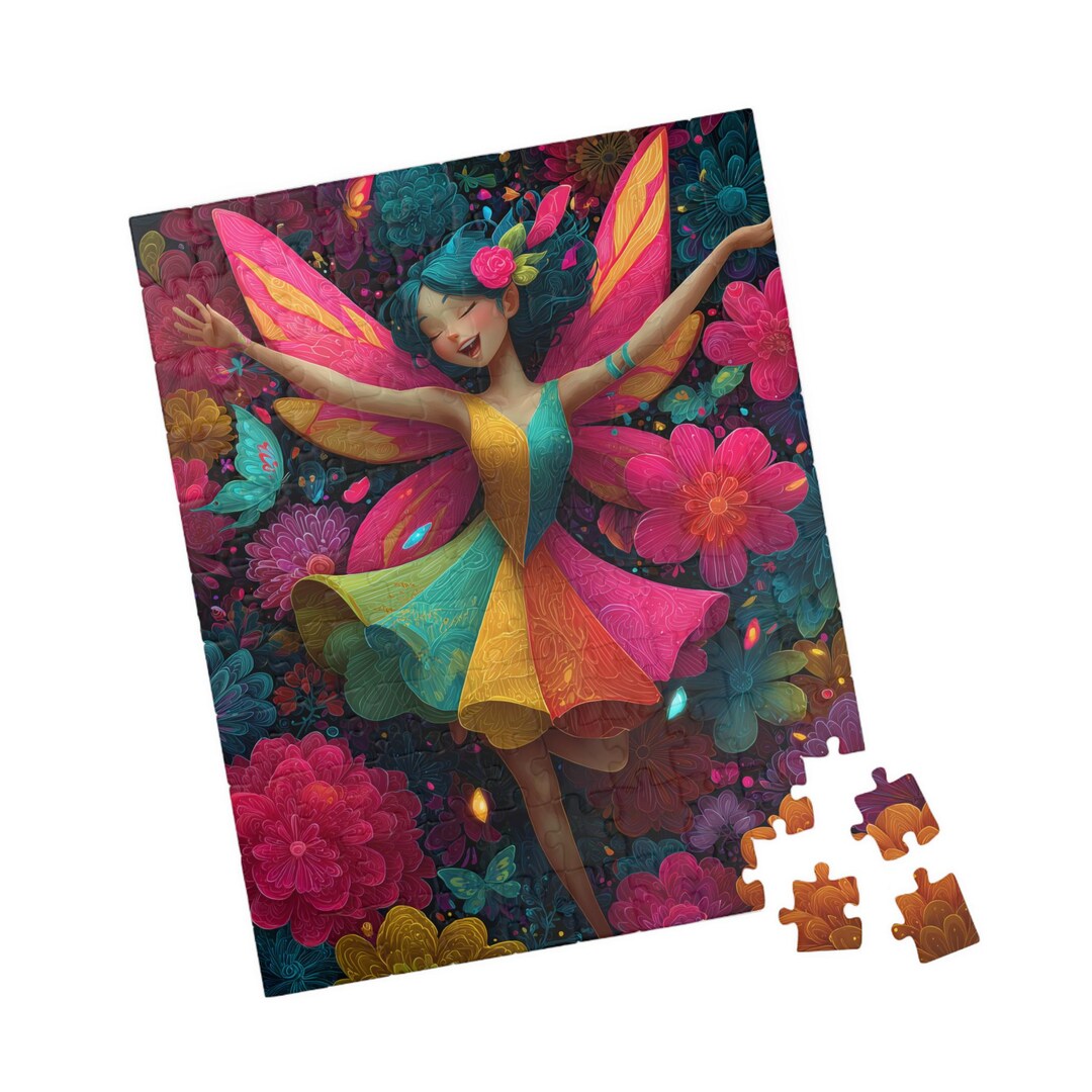 Colorful Fairy Art Puzzle, Expressive Flower Fae Portrait Jigsaw ...