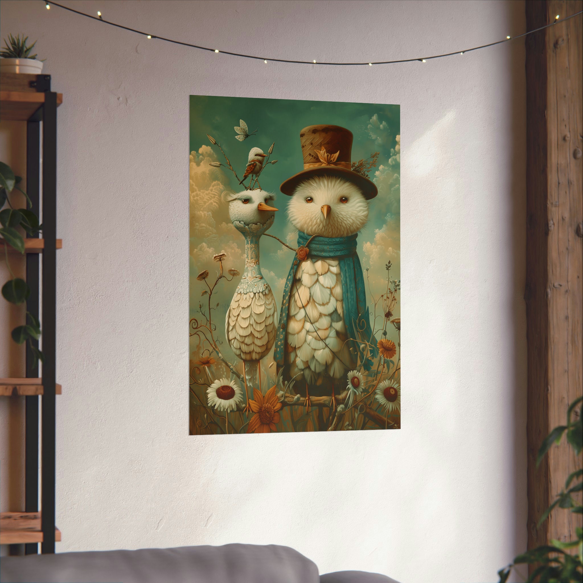 Aristocrat Bird Couple in the Country Art Print/poster. Fancy Birds in ...