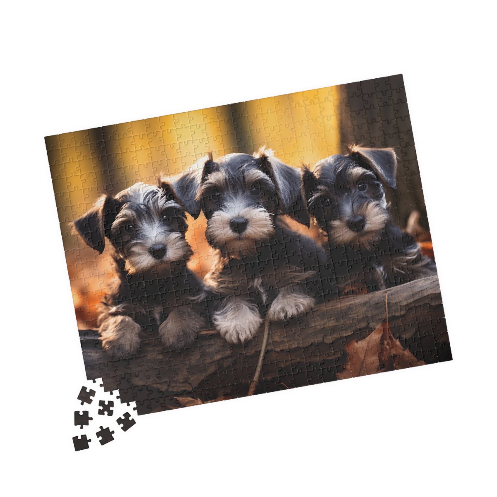 Salt and Pepper Schnauzer Puppies Jigsaw. Dog Portait Puzzle. Relaxing ...