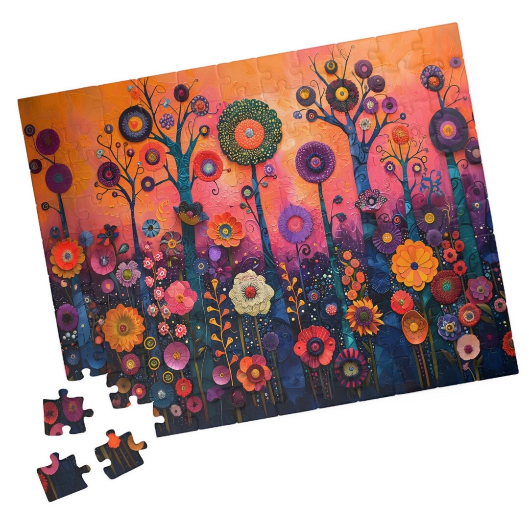 Whimcical Floral Jigsaw. Fantasy Field of Flowers Puzzle. Fun Tech-free ...