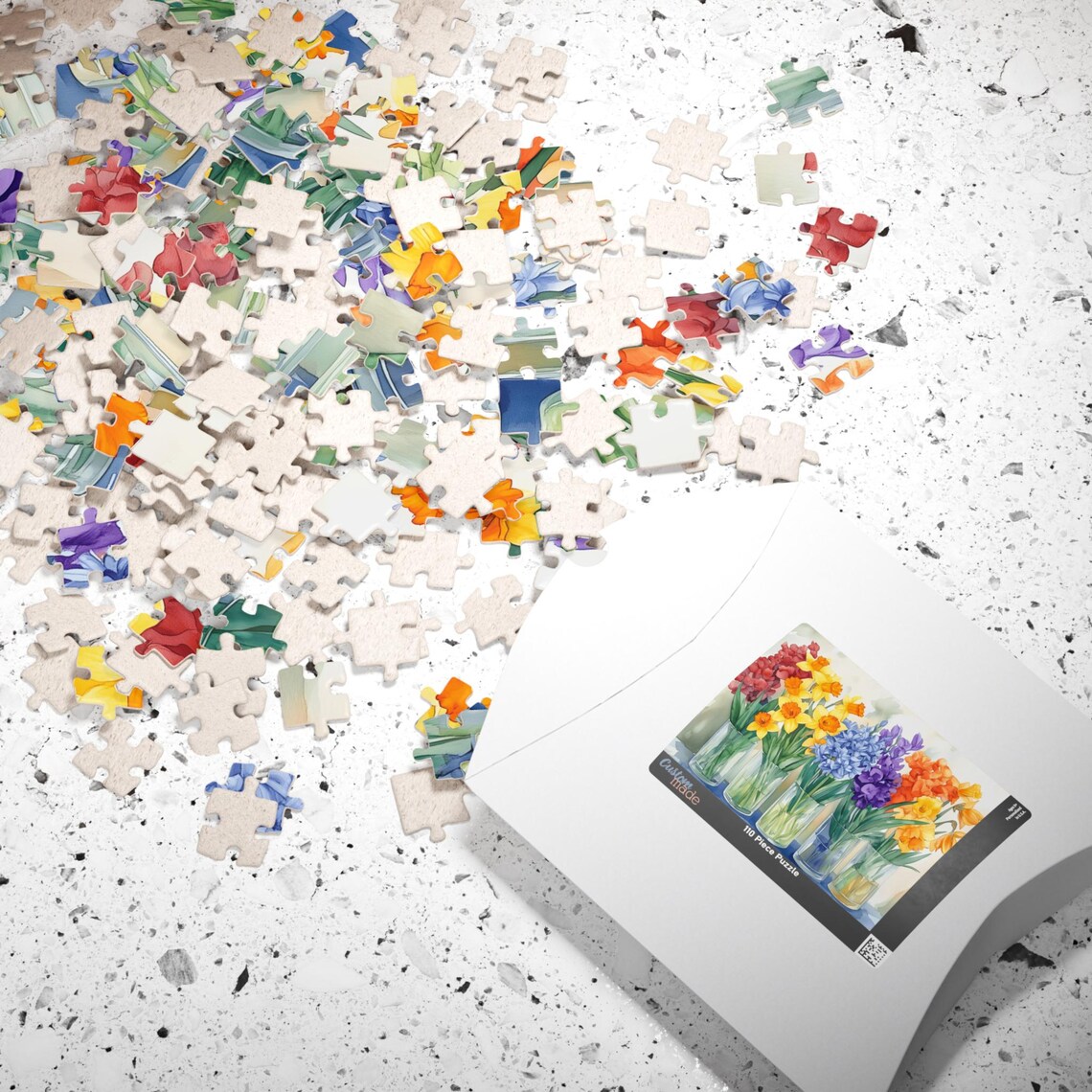 Watercolor Spring Flower Puzzle. Iris, Daffodils, Hyacinth Jigsaw. Gift ...