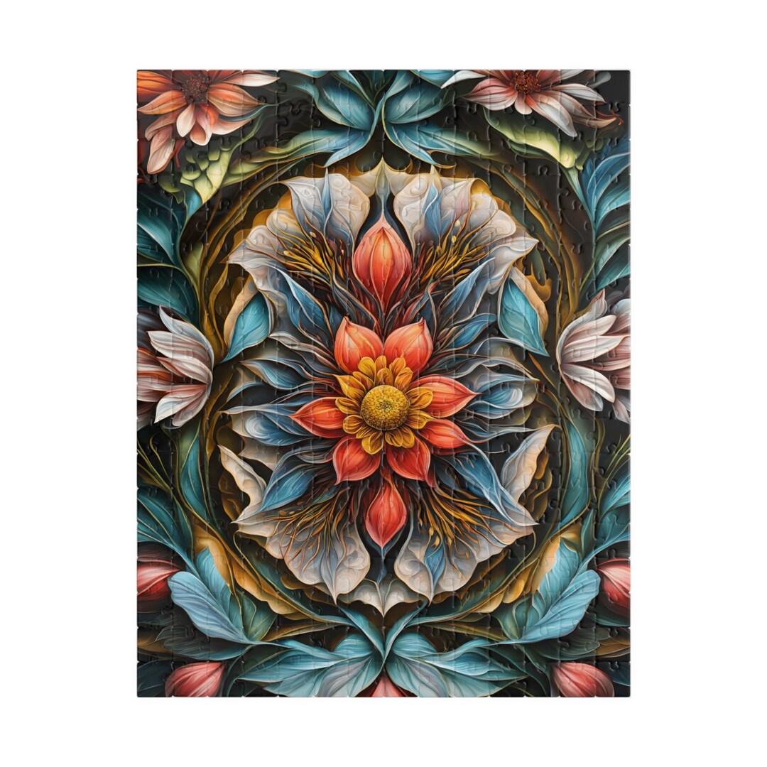 Kaleidoscope Flower Jigsaw. Flower Pattern Jigsaw Puzzle. Artistic ...