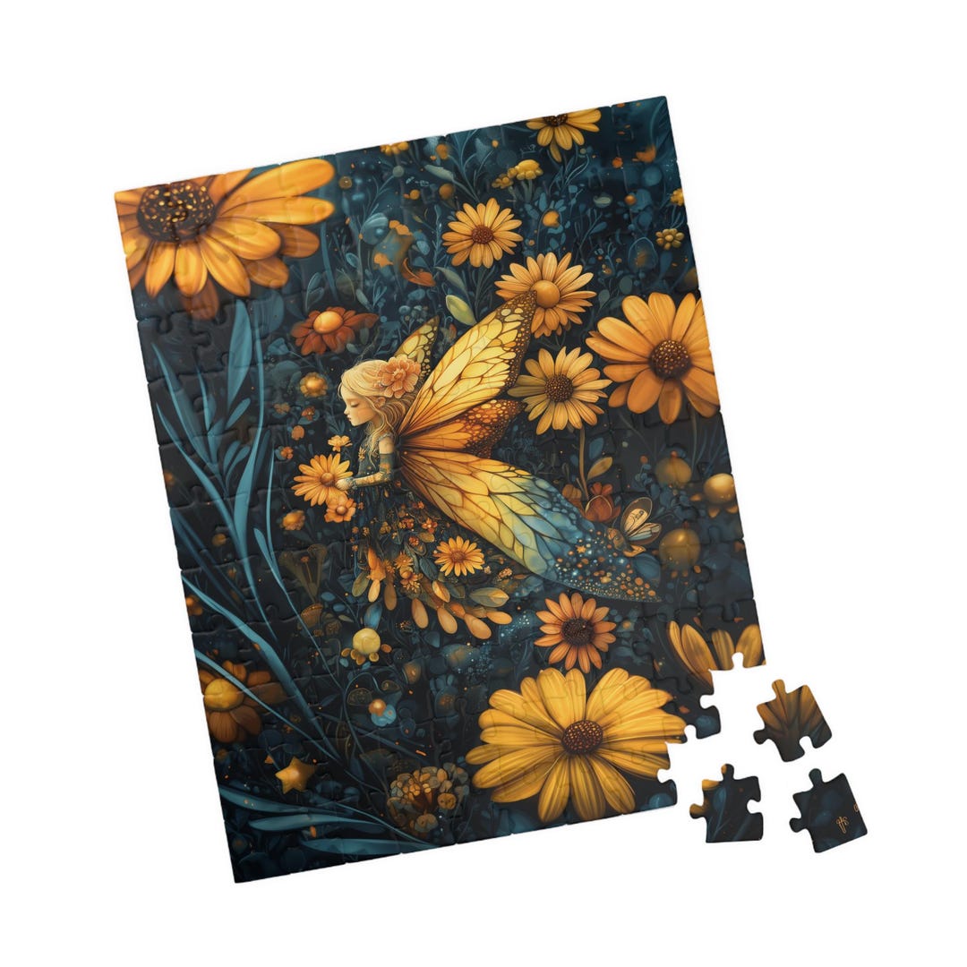 Mystical Monarch Fairy in a Flower Garden Puzzle. Colorful Fantasy Art ...