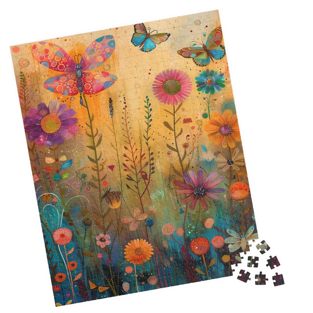 Watercolor Butterfly & Wildflower Jigsaw Puzzle - Etsy
