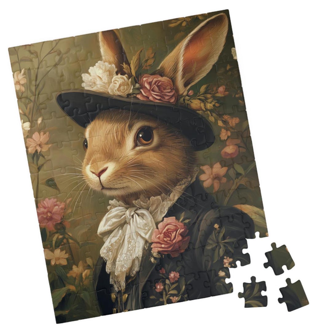 Portrait of a Victorian Lady Rabbit Puzzle, Elegant Animal in ...
