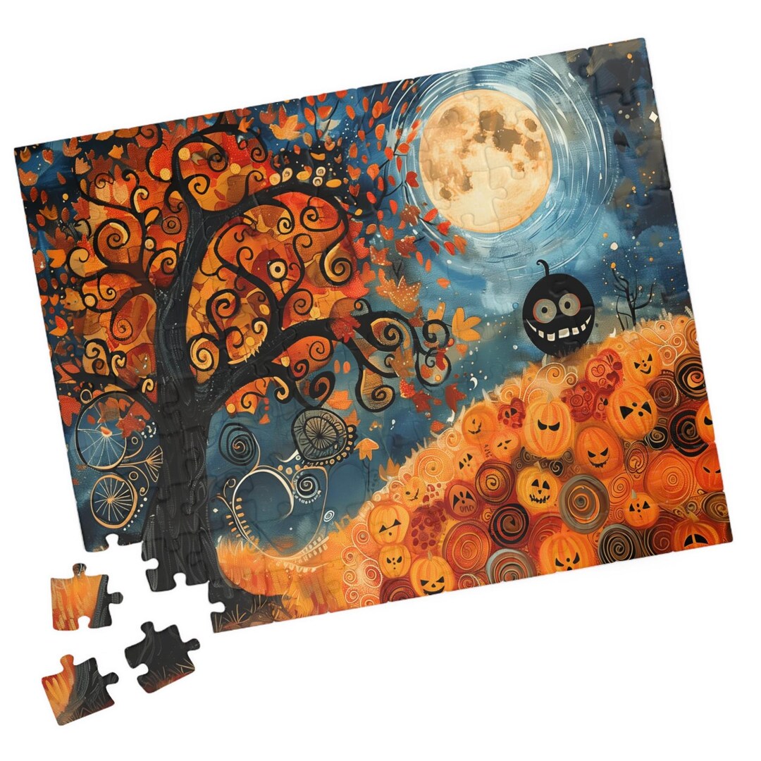 Whimsical Pumpkin Puzzle. Halloween Jigsaw. Gift for Holidays ...