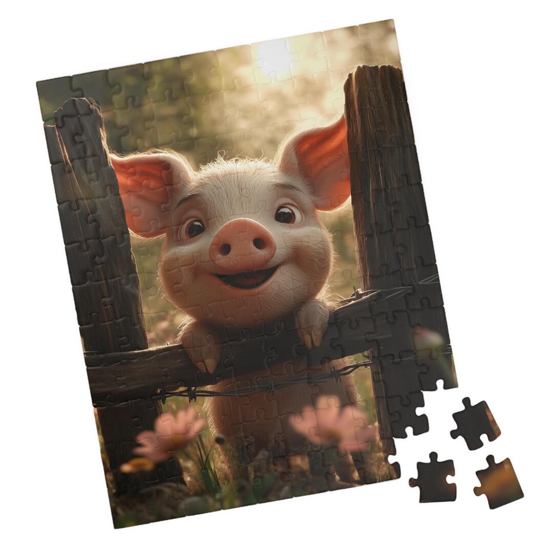 Happy Little Pig in a Field - Jigsaw Puzzle. Gift for Holidays ...