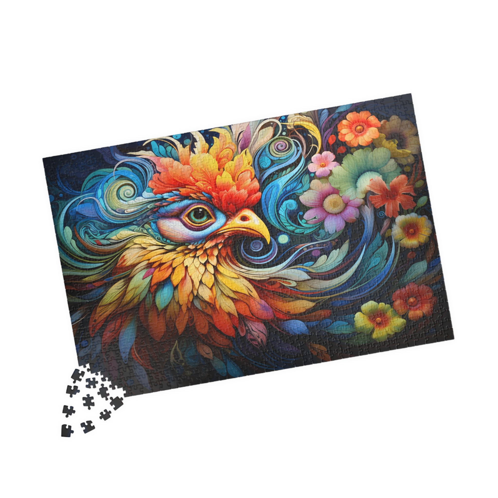 Colorful Chicken Jigsaw. Bohemian Art Puzzle. Tech-free Family Activity ...