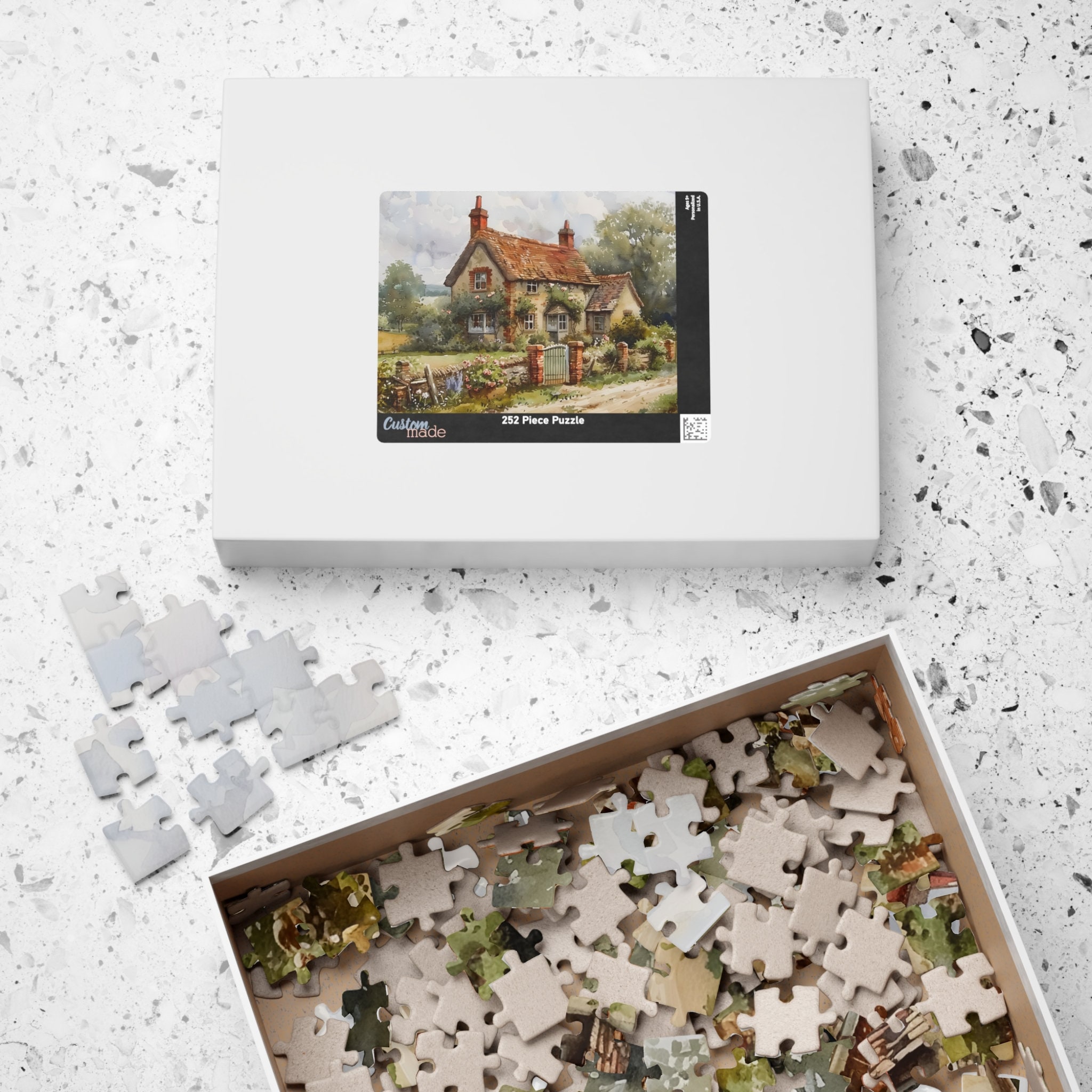 Country Cottage Puzzle. Watercolor English House Jigsaw. Great Gift for ...