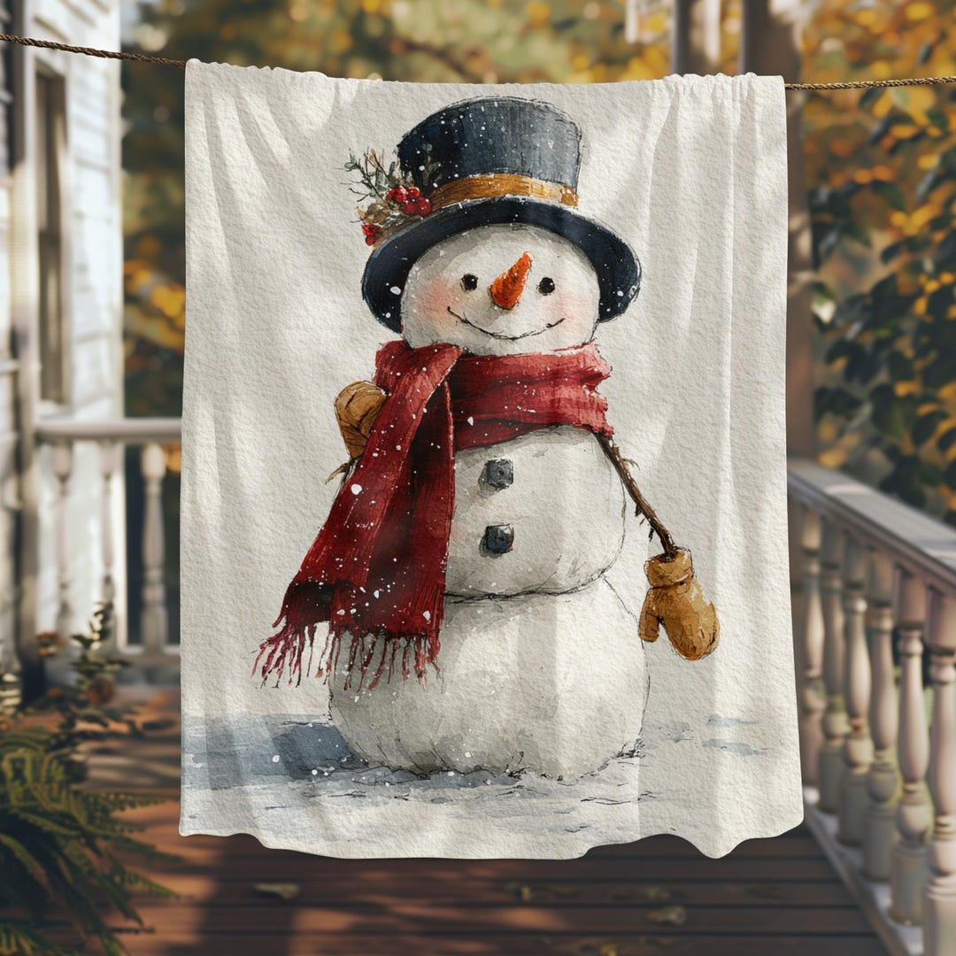 Classic Snowman - Soft Light Weight Blanket. Winter Decor Throw ...