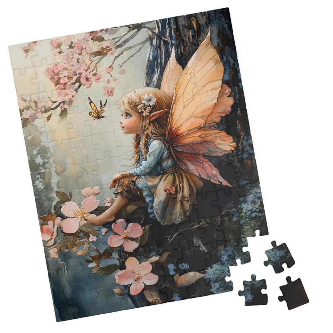 Pretty Fairy in Flower Covered Tree in Magical Forest - Jigsaw Puzzle ...