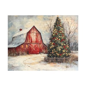 Christmas Tree and Red Barn Puzzle. Tech-free Snowy Day Fun. Gift for ...