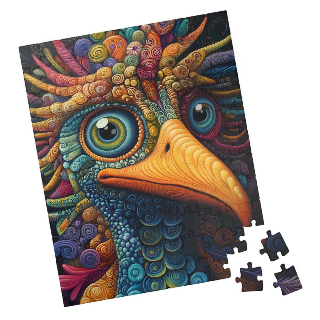 Whimsical Colorful Bird II Jigsaw. Magical Creature Puzzle. Gift for ...