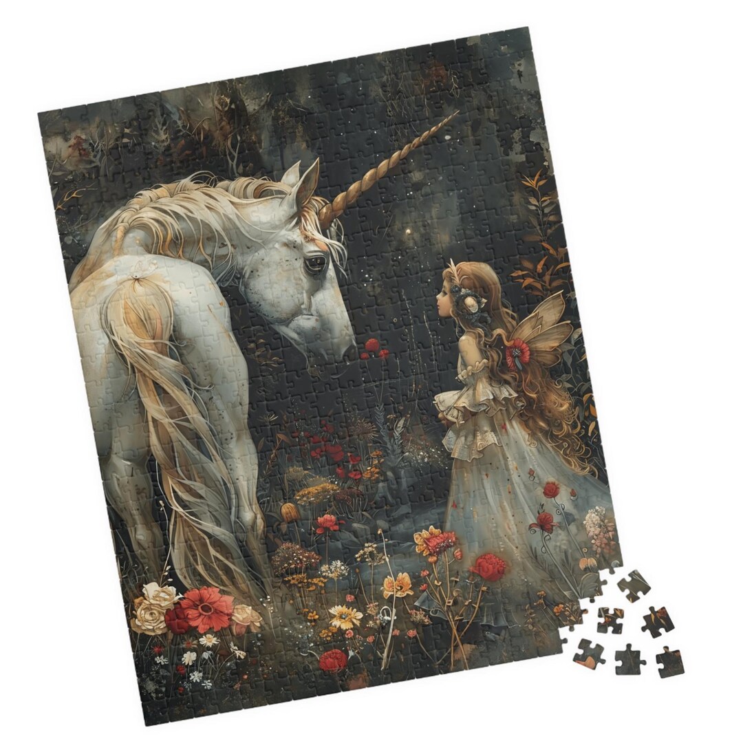 Unicorn and Fairy Princess Jigsaw Puzzle: Fairytale Illustration - Etsy