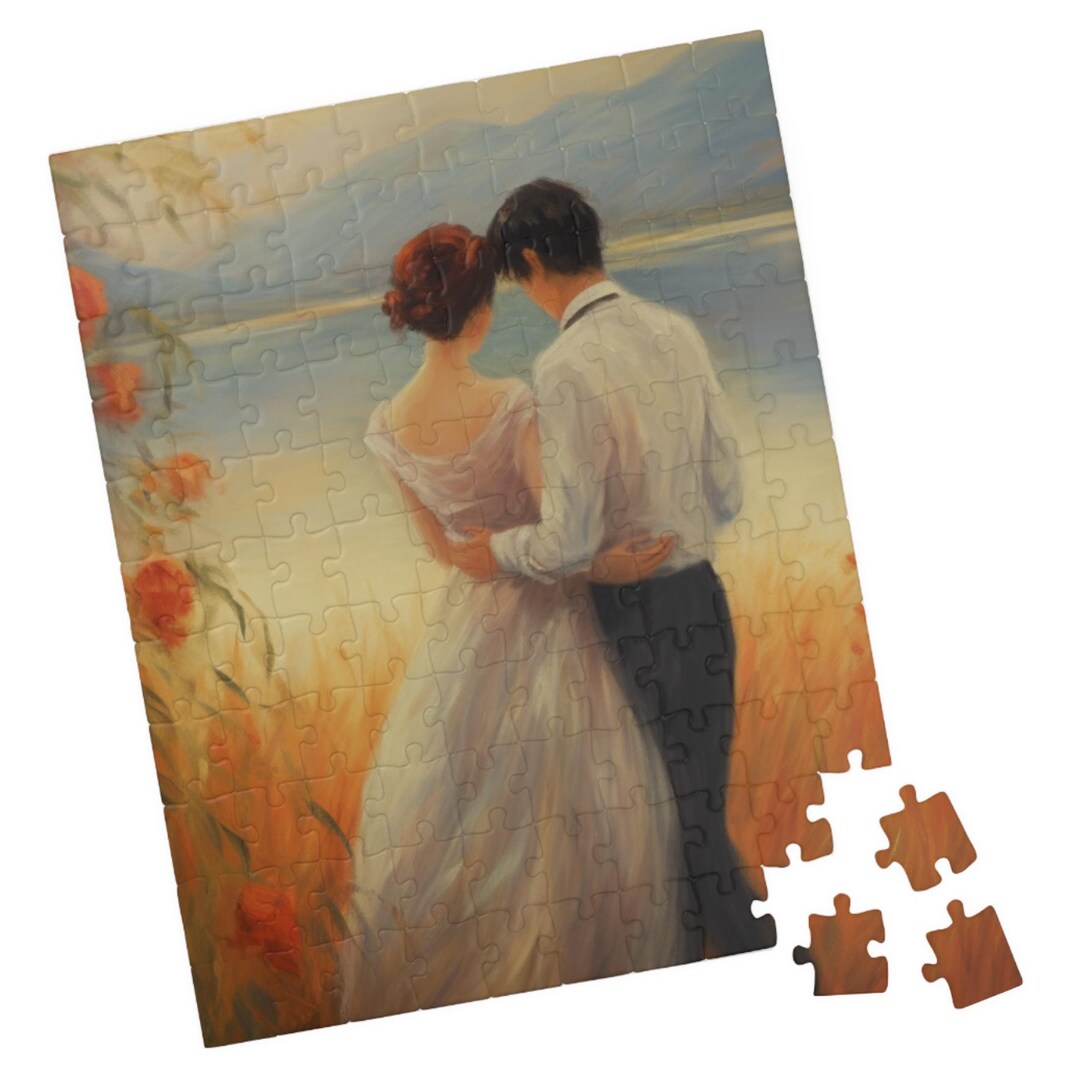 Romantic Couple Jigsaw Puzzle, Lake Painting, Anniversary Gift - Etsy