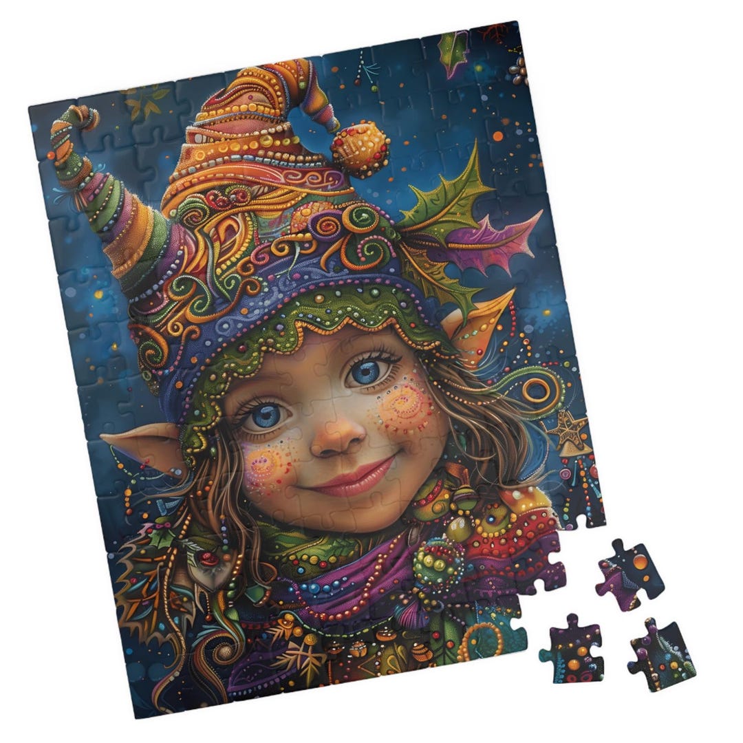 Colorful Elf Portrait Jigsaw Puzzle. Great Gift for Birthdays, Holidays ...