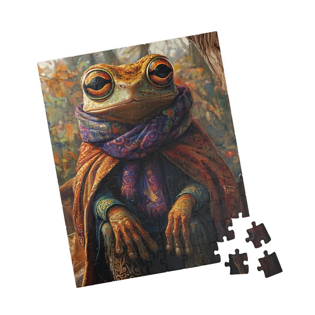 Whimsical Toad in a Cloak and Scarf Jigsaw Puzzle. Silly Gift for ...