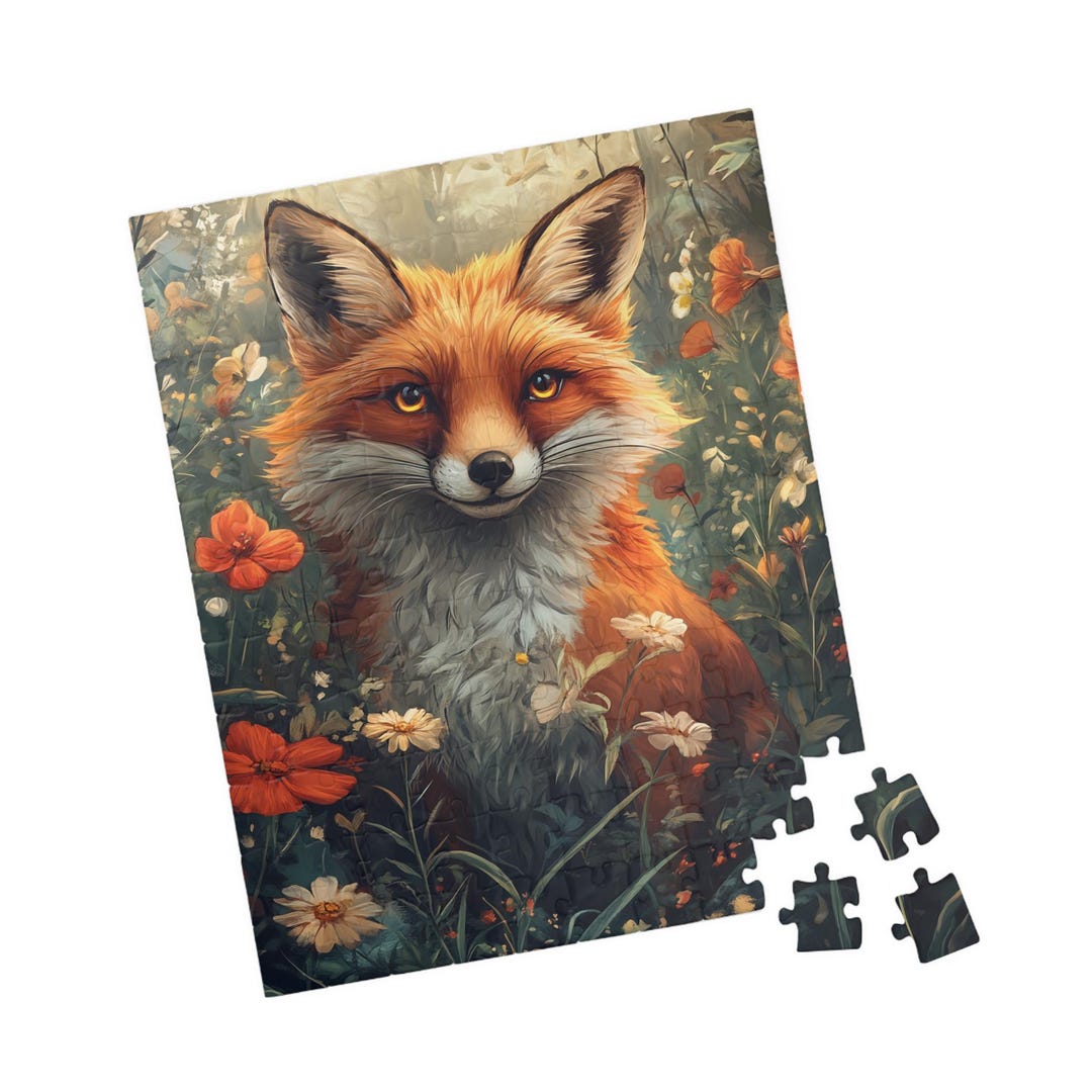 Red Fox Jigsaw Puzzle: Watercolor Woodland Animal Art - Etsy