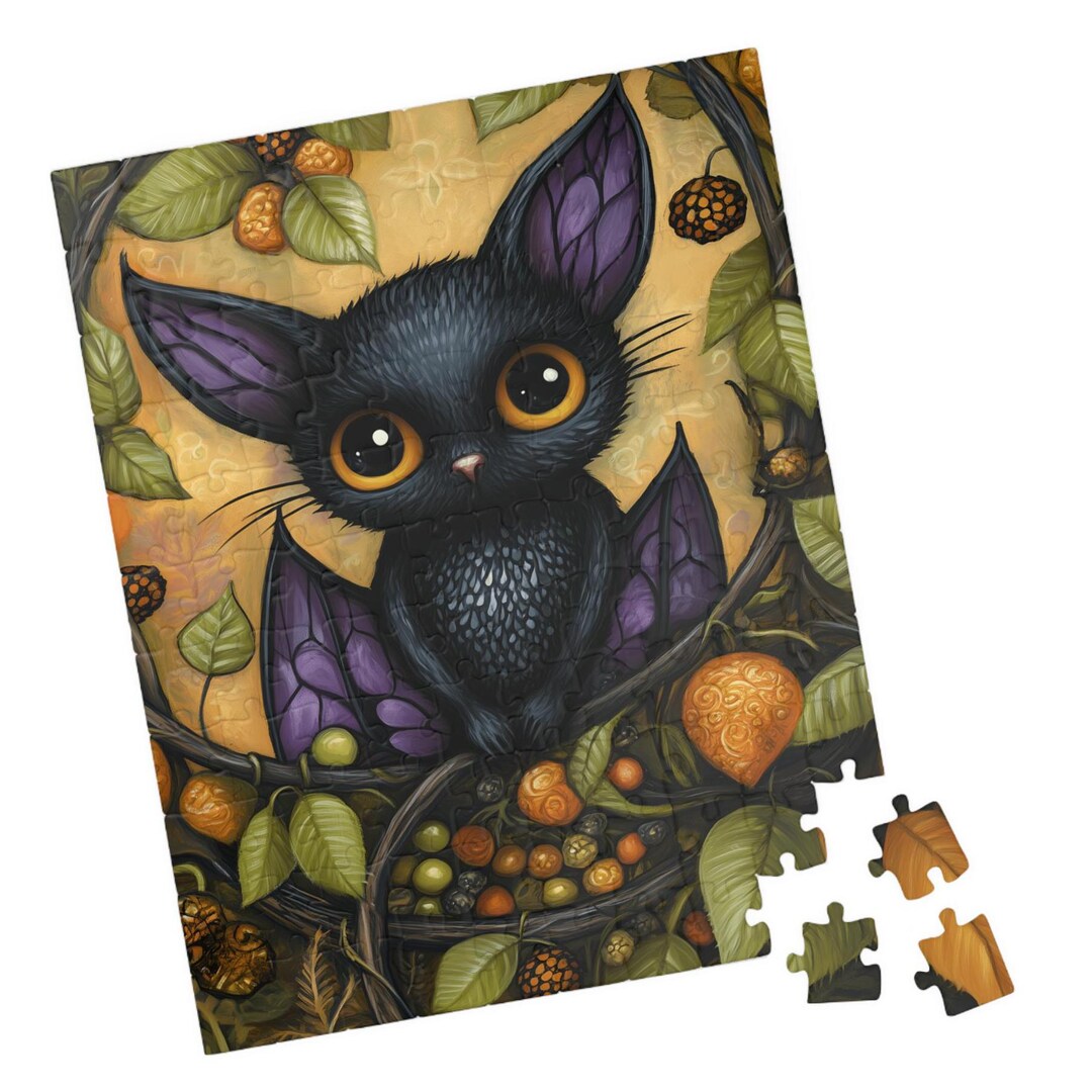 Cute Bat in a Tree Jigsaw Puzzle. Gift for Halloween, Holidays ...