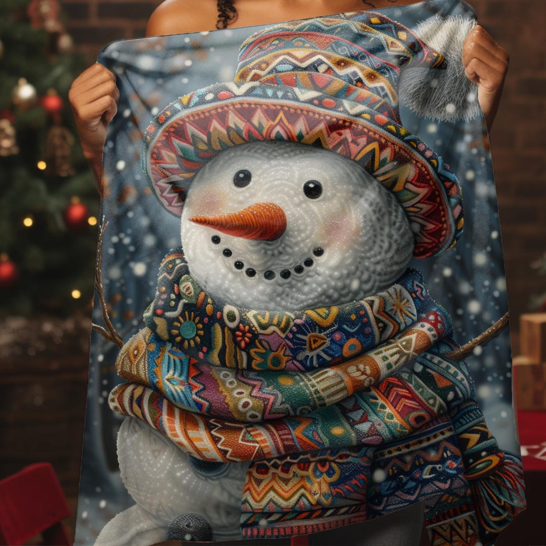 Snowy Day Snowman - Soft Light Weight All Seasons Art Blanket. Gift for ...