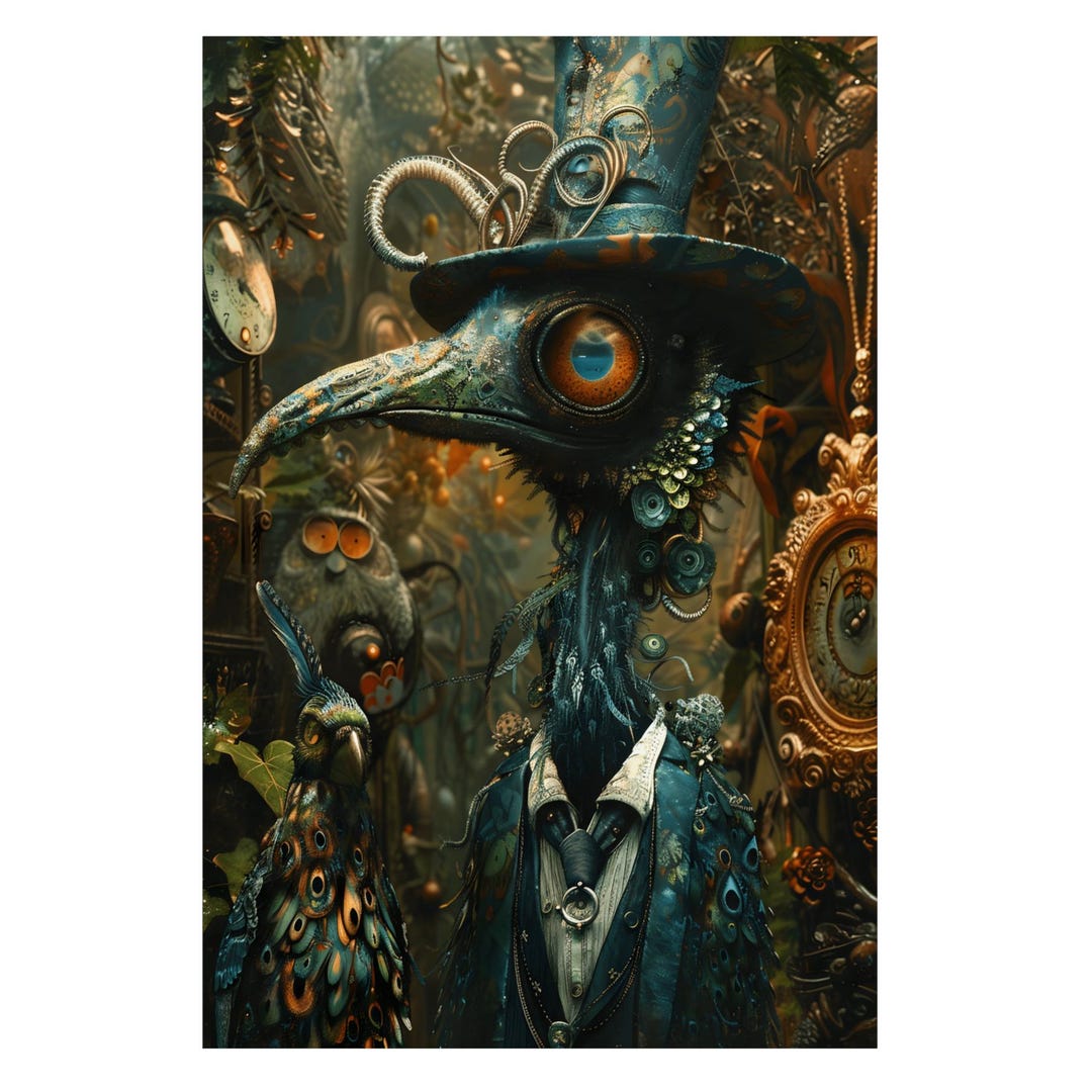 Dark Fantasy Crow in Clothes Art Print/poster. Fancy Crow - Dark Gothic ...