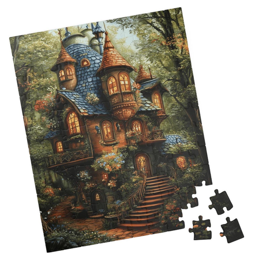 Fairytale House in the Forest - Jigsaw Puzzle. Gift for Holidays ...