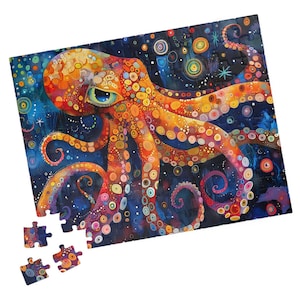 Whimsical Octopus Puzzle. Brightly Colored Fantasy Ocean Jigsaw. Unique ...
