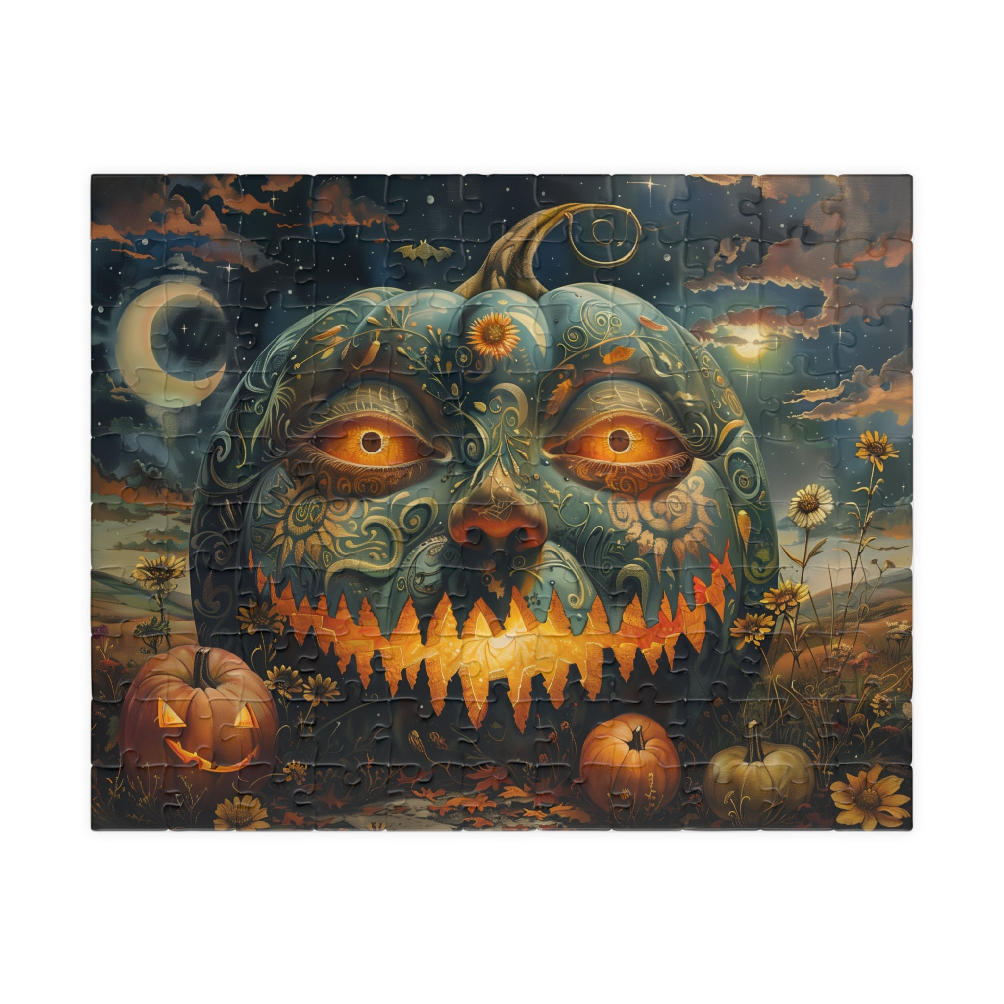 Dark Cottagecore Pumpkin II Puzzle. Halloween Illustration Jigsaw. Gift ...