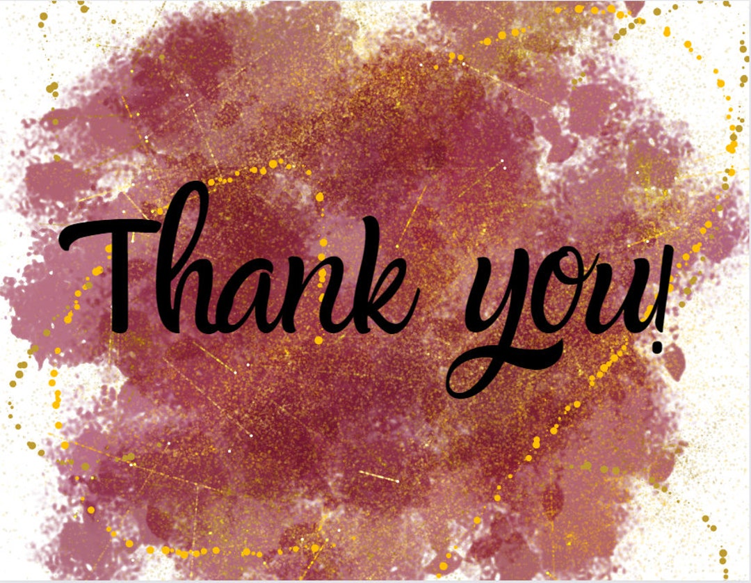 Red and Gold Thank You Card - Etsy