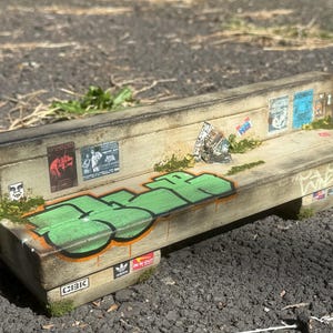 12 Cement Fingerboard Park Bench / Ledge With Graffiti / Weathering ...